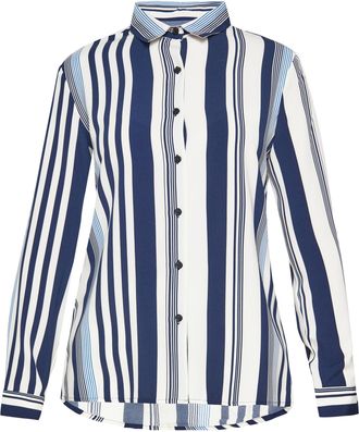 Felipa Bluse Frauen wei&szlig; marineblau