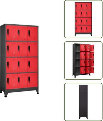 vidaXL Vidaxl - Schlie&szlig;fachschrank Anthrazit und Rot 90x45x180 cm Stahl - Schliessfachschrank - Metallschrank - Garderobe - B&uuml;robedarf - Lagerraum