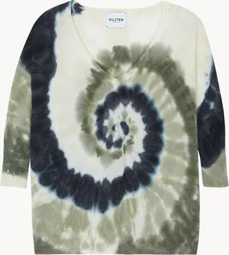 Kujten Pull cachemire col V oversize tie & dye - Pull Minie Sunny