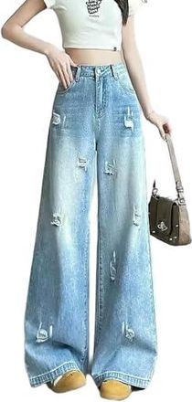 Generic QXDZSW Automne Femmes Jeans Jeans Taille Haute Jambe Large Coupe L&acirc;che Pantalon Minceur Mode Polyvalent R&eacute;tro Long Pantalon, Xt-dtkn-qxza3, XXL