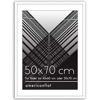 Americanflat Bilderrahmen 50x70 cm Wei&szlig; - Bilderrahmen 42x60 cm mit Passepartout - aus Kunststoff mit poliertem Plexi-Scheibe