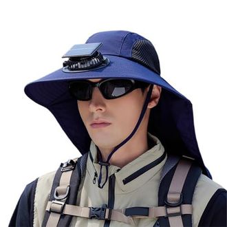 Generico Chapeau de Soleil avec Ventilateur, Chapeau de p&ecirc;che avec Ventilateur Solaire, Protection Nuque Rechargeable USB pour Femme en Plein air randonn&eacute;e Voy