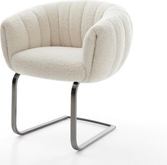 DELIFE Freischwinger Jada-Flex Teddystoff Beige Freischwinger flach Graphit Taschenfederkern, Esszimmerst&uuml;hle