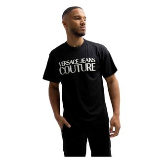 Versace Jeans Couture Logo Gummi T-Shirt - - Tops - Herren - Schwarzk - M