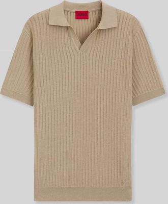 HUGO BOSS Regular Fit Poloshirt aus Baumwoll-Leinen-Mix Modell SEEMANT