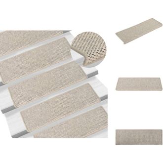 vidaXL Treppenmatten Selbstklebend Sisal-Optik 15 Stk. 65x21x4 cm - Treppenmatten - Teppiche F&uuml;r Treppen - Stufenmatte - Sisal Optik - Antirutsch