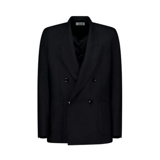 Laneus Homme, Vestes, Noir, Taille: S Blazer en laine à double boutonnage noir