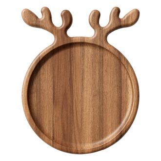 Generic Weihnachten Servierschale | Holz Geweih Servieren Lieferungen,Holz Weihnachten Servierplatten K&auml;sebrett - F&uuml;r Dessert Kekse S&uuml;&szlig;igkeiten Partys Feierta