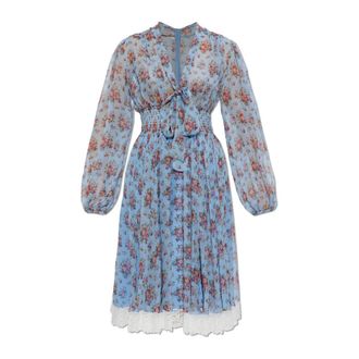Dolce & Gabbana Femme, Robes, Bleu, Taille: 42 FR Robe en mousseline &agrave; imprim&eacute; petits bouquets de fleurs