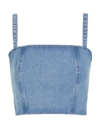 8 by YOOX ORGANIC COTTON DENIM CROP TOP