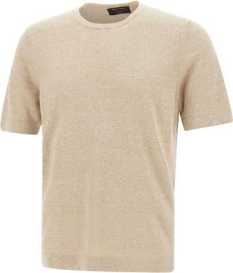 Gran Sasso Homme, Tops, Beige, Taille: 2XL T-shirt en lin et coton