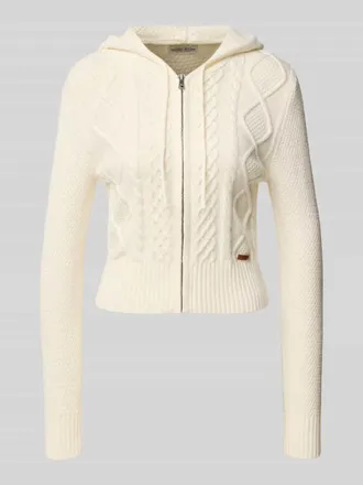 Guess Slim Fit Strickjacke aus Baumwoll-Woll-Mix mit Zopfmuster
