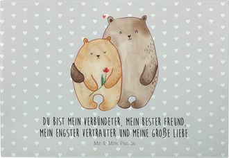 Mr. & Mrs. Panda XL Glas Schneidbrett B&auml;ren Liebe - Geschenk, Schneideplatte F&uuml;r Brot, Hygiene-Glasschneidebrett Gro&szlig;, Freundin, Individuelles Glasschneidebrett XL., B