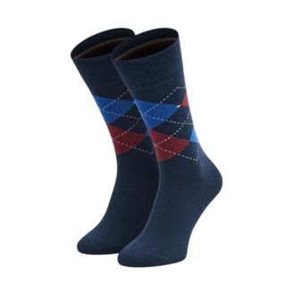 Tommy Hilfiger Chaussettes mi-hautes &agrave; motif Argyle - Homme - Sous-v&ecirc;tements - Bleu - Taille: S