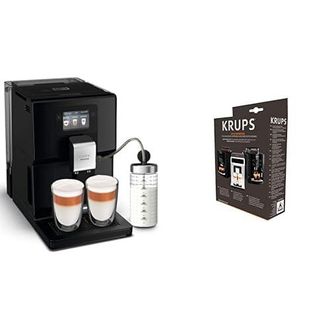 Krups EA8738 Intuition Preference Kaffeevollautomat inkl. Milchbeh&auml;lter 11 Getr&auml;nke |OTC-System,1450W|3L|Schwarz & XS5300 Reinigungs- u. Pflegeset f&uuml;r Kaffe