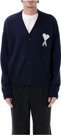 Ami Homme, Pulls, Bleu, Taille: XL Cardigan Avec Ami de Coeur Contrast&eacute;