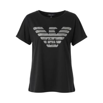Emporio Armani Logo Silver Eagle T-Shirt - - Tops - Damen - Schwarzk - S