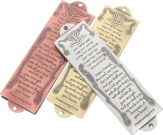 Valiclud 3 Stück Teiliges Metall Mezuzah Retro Religiöse Türdekoration Judaica mit Hebräischer Schriftrolle Kompakt Langlebig Rundkantenfreundlich als Türdeko 