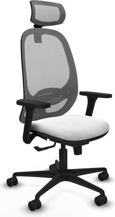 Piqueras y Crespo Cilanco Centro Centre mit 3D-Armlehnen, h&ouml;henverstellbare Lendenwirbelst&uuml;tze und h&ouml;henverstellbares Kopfteil, Grau/Wei&szlig;