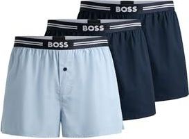 BOSS Boxer tissé 3P Caleçon Boxeur, Bleu foncé 403, XXL (Lot de 3) Homme