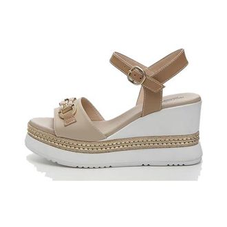 Nero Giardini E513552D Sandales Femme en Cuir - Beige 37 EU