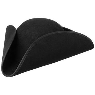 Lierys Chapeau Tricorne Classique Homme - Made in Germany Chapeaux en Feutre de Laine avec Passepoil Hiver Automne Ete Printemps Printemps-ete - 61 cm Noir