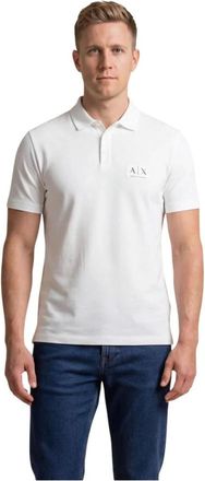 A|X Armani Exchange Homme, Tops, Blanc, Taille: XL Polo &agrave; Manches Courtes en Coton avec Fermeture Boutonn&eacute;e