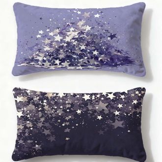 Generic Lila Kissenbezug Stern Kissen Gro&szlig; XXL 80x100cm Samt Sofakissen 2er Set,2025 Neu Rechteck Beidseitiger Druck Kissenh&uuml;lle f&uuml;r Winter Herbstdeko Auto Wo