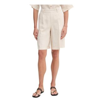 Oui High-Waist Leinen-Shorts - - Shorts - Damen - Beige - XL