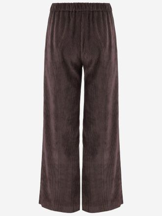 F.it Womens Ribbed Stretch Nylon Trousers Brown Polyester