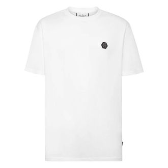 Philipp Plein Homme, Tops, Blanc, Taille: 5XL T-Shirt Col Rond Gothique