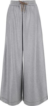 Brunello Cucinelli Femme, Pantalons, Gris, Taille: 38 FR Pantalon Palazzo &agrave; Coutures Contrast&eacute;es