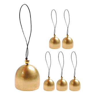NUOBESTY 6 St&uuml;ck Kleine Messing Gl&ouml;ckchen zum Basteln Vintage H&auml;ngeglocken mit Schwarzer Schnur Dekorative Anh&auml;nger f&uuml;r Fenster T&uuml;r Garten und Weihnachtsdekora