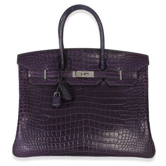 Herm&egrave;s Herm&egrave;s Matte Niloticus Amethyst Crocodile Birkin 35 PHW