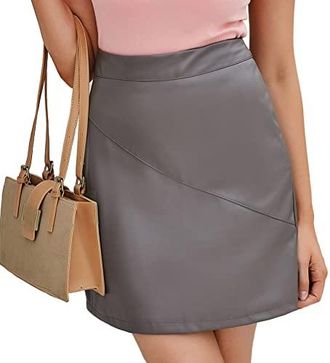 ORANDESIGNE Femmes Jupe en Similicuir Taille Haute Sexy Elégant Vintage Jupe en Cuir Courte Crayon Moulante Mini PU Jupe Fente Fendue Jupes Ete Mode Slim Split Cl
