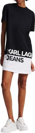 Karl Lagerfeld Blocked Logo Tee Dress, Black, S