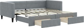 vidaXL Tagesbett Ausziehbar mit Schubladen Hellgrau 90x190 cm Stoff Vidaxl