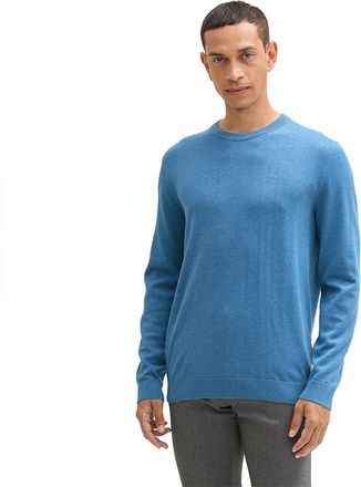 Tom Tailor Herren 1039805 Strickpullover mit Crewneck, 37095 - Ocean Blue Melange, L