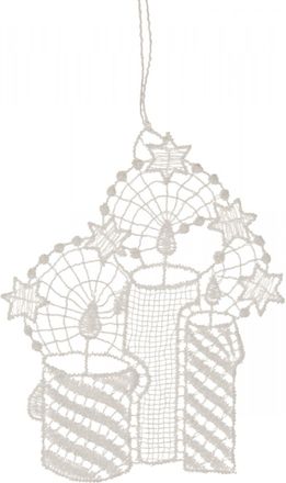 Rudolphs Schatzkiste Baumbehang Kerzen Plauener Spitze BxHxT 9x9x0,1cm NEU Christbaumschmuck Weihnachtsbaum Anh&auml;nger