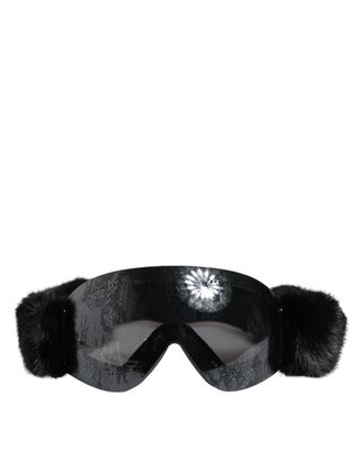 Dolce & Gabbana Womens Black Bi0759 Lace Mirrored Ski Goggles Mask Sunglasses Acetate