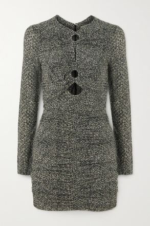 Isabel Marant Jana Minikleid Aus Bedrucktem Stretch-jersey Mit Raffungen Und Cut-outs - Schwarz