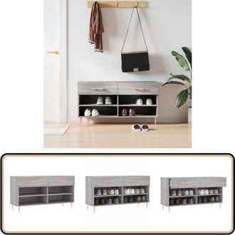 vidaXL Banc à chaussures sonoma gris 102x35x55 cm bois dingénierie - Meuble Chaussure - Banc Chaussure - Range Chaussures - Rangement Chaussures - Meuble