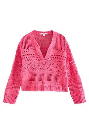 Next V-Ausschnitt-Pullover Langarm-Pullover mit V-Ausschnitt und Baumwolle (1-tlg)