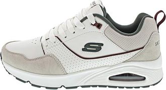 Skechers Homme Uno Retro One Baskets, Daim Duraleather Blanc Maille Verte Burg, 42.5 EU