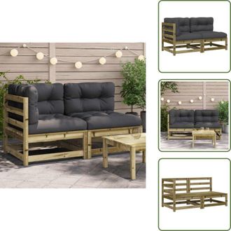 vidaXL Gartensofa mit Kissen 2-Sitzer Kiefernholz Impr&auml;gniert - Gartensofa - Kiefernholz - Gartenm&ouml;beln - Terrassenm&ouml;bel - Esszimmerset