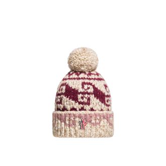 Moncler Moncler Bonnet En Alpaga Et Laine M&eacute;lang&eacute;s Avec Pompon, Femme, Beige, Taille: Uni
