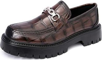 Generic Mocassins Penny pour homme - Plateforme en cuir - Chaussures habillées décontractées - Mocassins de marche tendance, marron, 39 1/3 EU