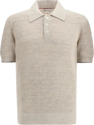 Brunello Cucinelli Homme, Tops, Beige, Taille: S Pull Polo en Coton
