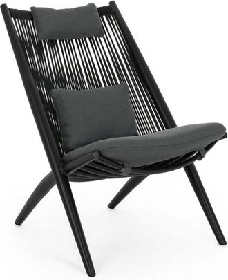 BIZZOTTO Gepolsterter Lounge-Sessel Aloha aus Aluminium f&uuml;r Garten und Terrasse -Anthrazit