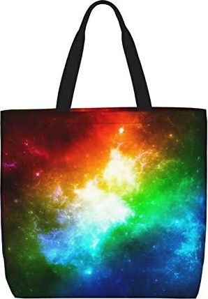 Generic Sac De Courses Galaxie Arc-En-Ciel Sac &Agrave; Bandouli&egrave;re En Toile Pliable Lavables Sacs En Toile Pour Femmes, Pour &Eacute;cole, Shopping, Femmes, Tous Les Jours